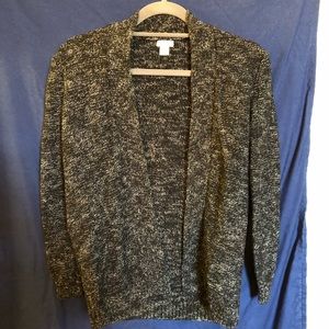 J. Crew Factory | Sweaters | Jcrew Factory Marled Black Open Cardigan ...